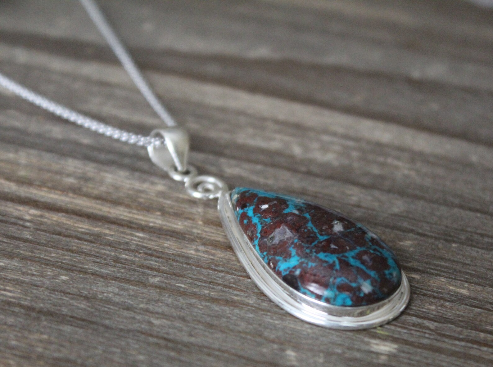 Natural Chrysocolla Cuprite Sterling Silver Pendant Necklace - Etsy