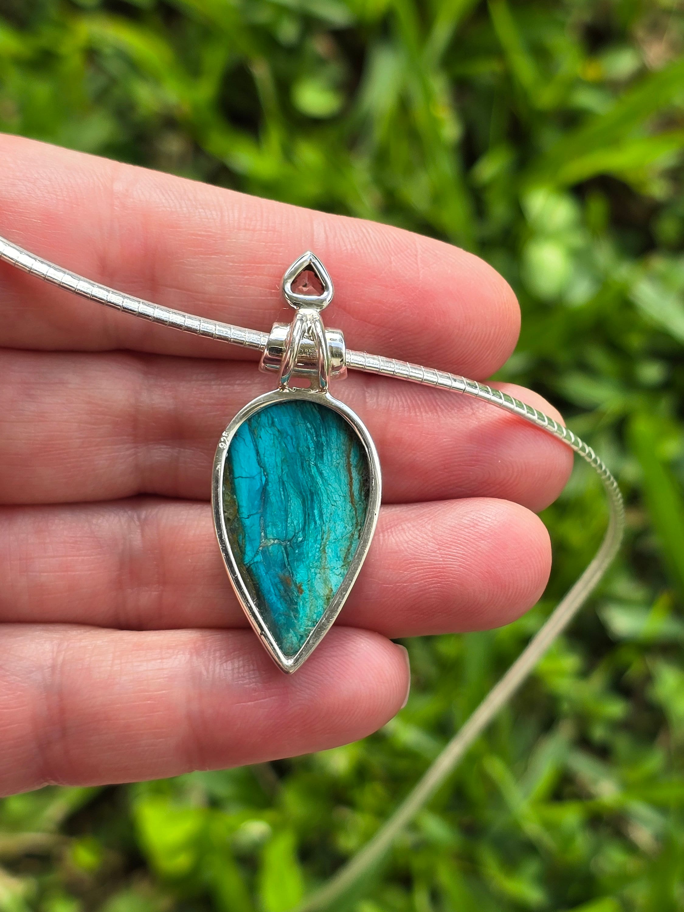 Peruvian Opalina Pendant, Blue Topaz Pendant, Silver Jewelry, 925 ...