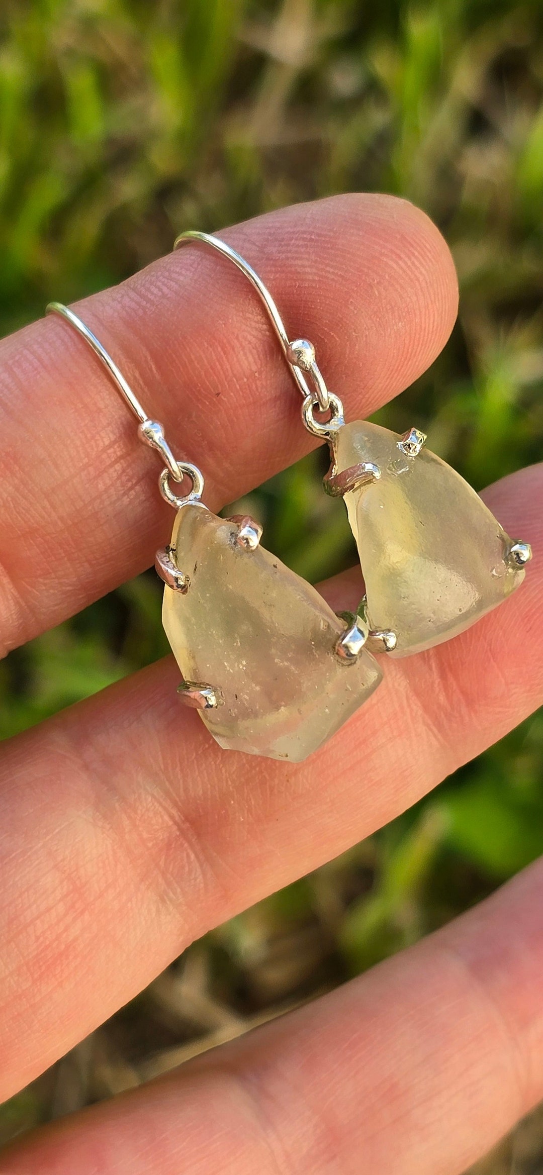 Libyan Glass, Egyptian Desert Glass, 925 Silver, Silver Earrings - Etsy