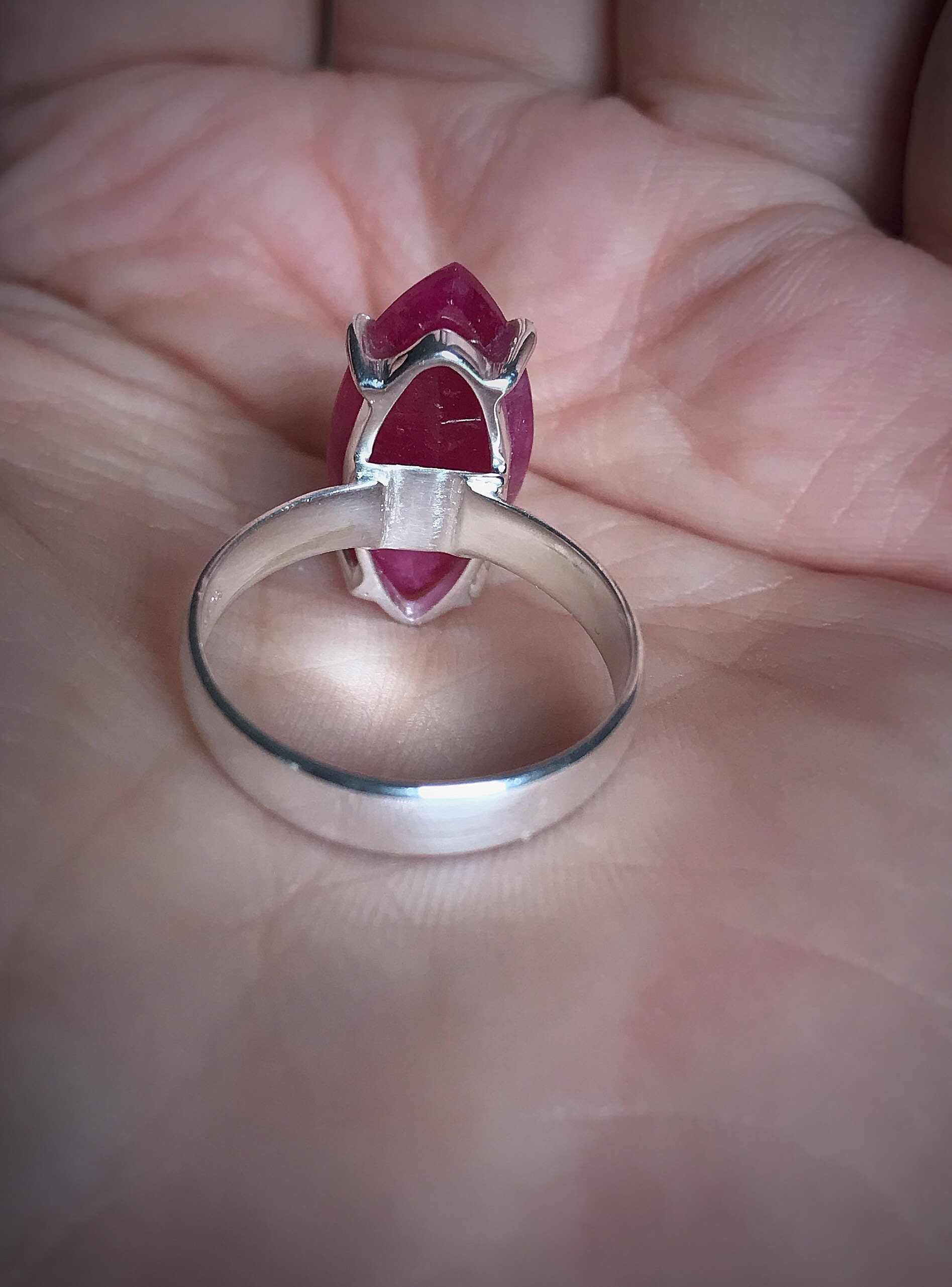 Genuine Ruby Ring Sterling Silver Ruby Silver Ring Size 8 - Etsy