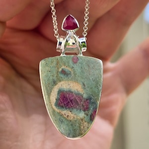 Ruby in Fuchsite, Gemstone Pendant, Necklace, 925 Sterling Silver - Etsy