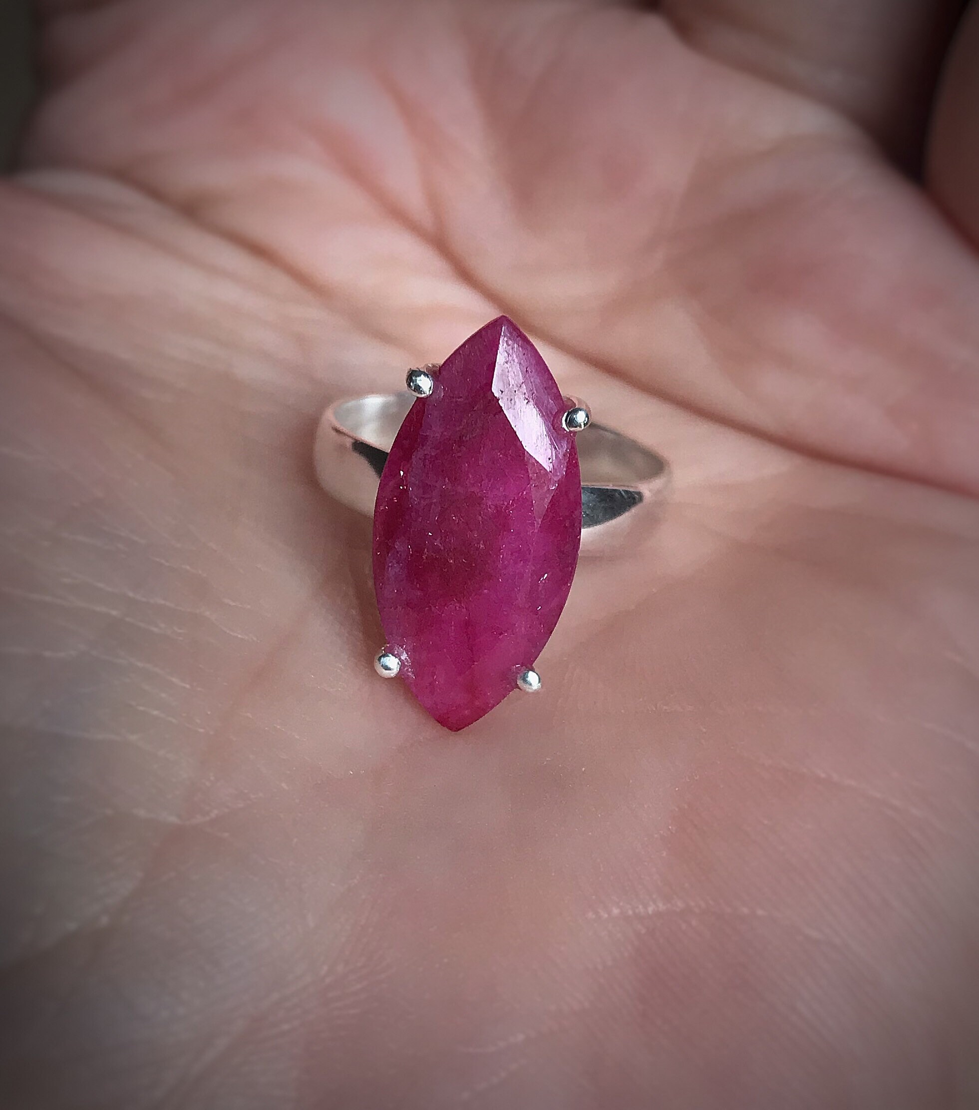 Genuine Ruby Ring Sterling Silver Ruby Silver Ring Size 8 - Etsy