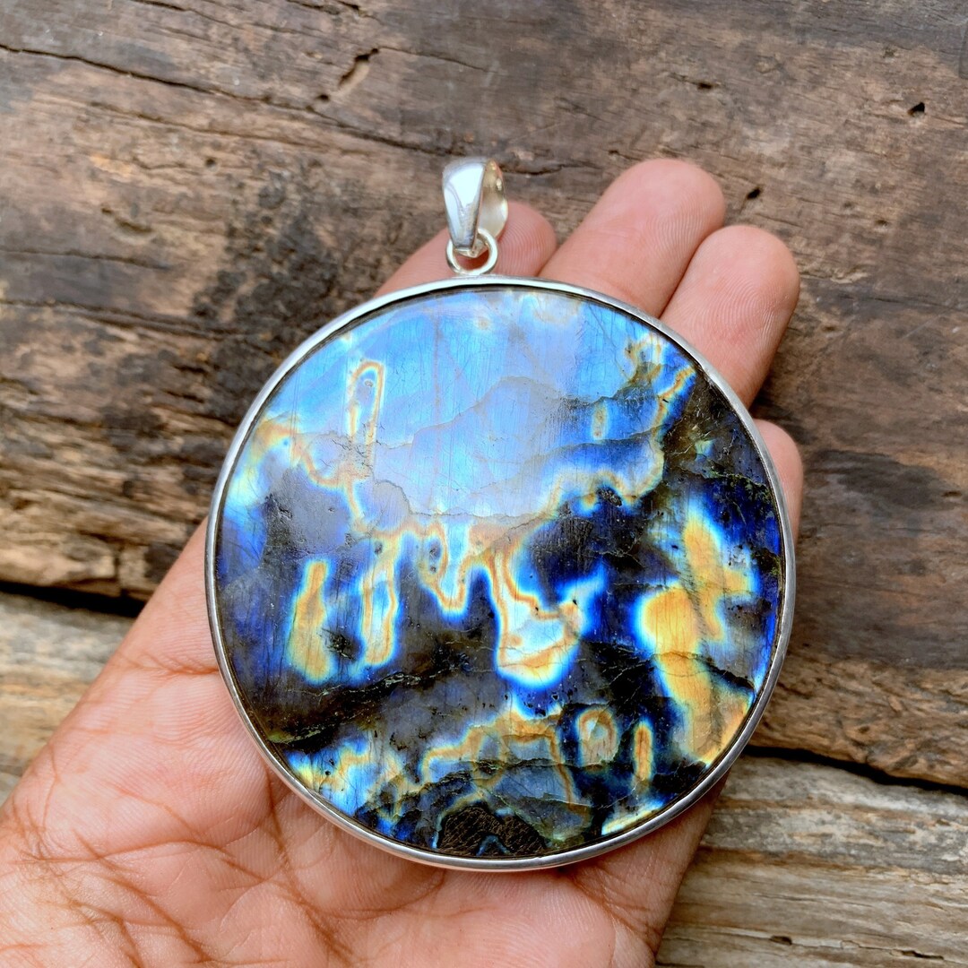 3.26", Very Large, Labradorite, Sterling Silver, Blue Labradorite ...