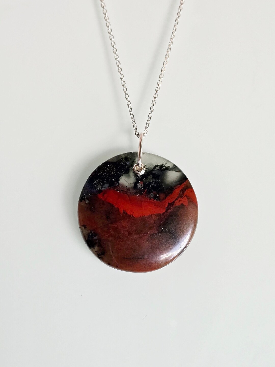 Bloodstone Pendant in 925 Sterling Silver - Handmade Pendant - Natural ...