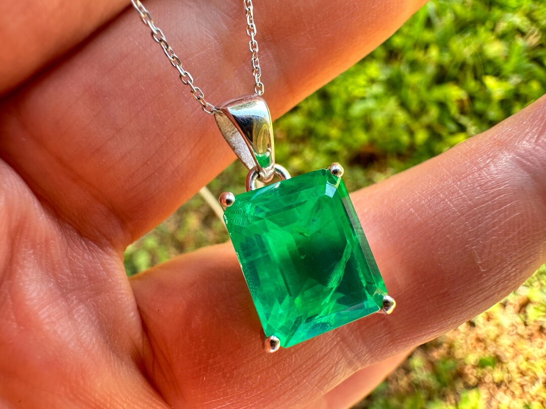 0.8, Colombian Doublet Emerald, in Sterling Silver, Emerald Pendant ...