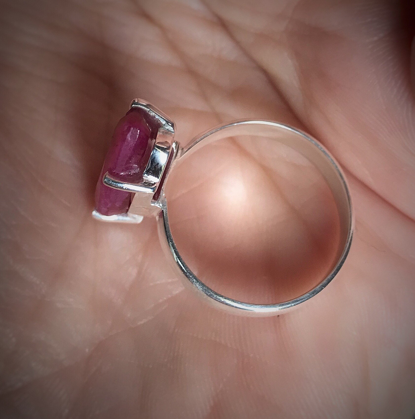 Genuine Ruby Ring Sterling Silver Ruby Silver Ring Size 8 - Etsy