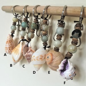 Boho Surfer Amazonite Seashell Keyring Bag Charm - Etsy