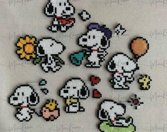 Snoopy and Woodstock Perler Bead Magnet | Snoopy Lovers | Snoopy Gifts ...