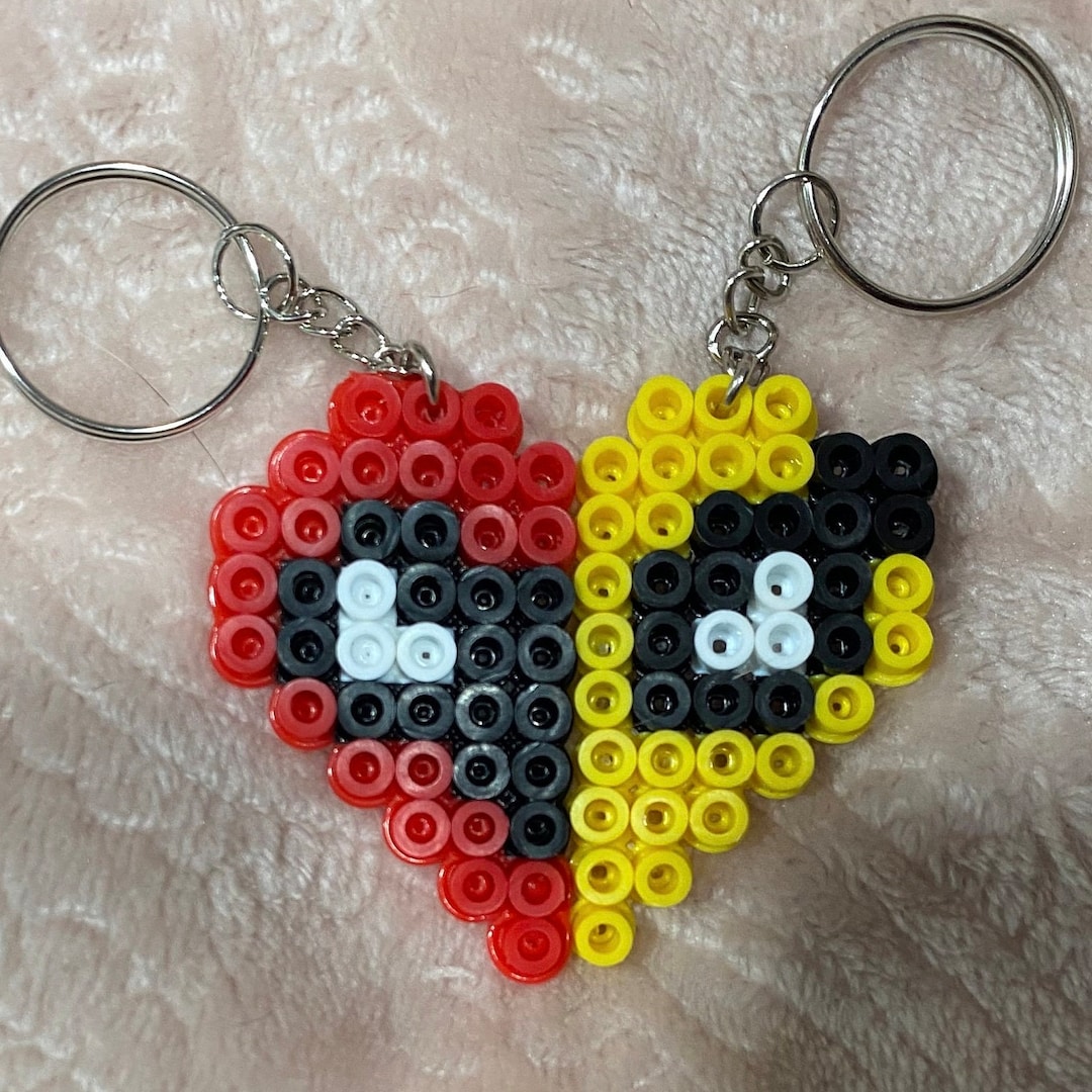 Deadpool and Wolverine Matching Heart Keychains Perler Beads - Etsy