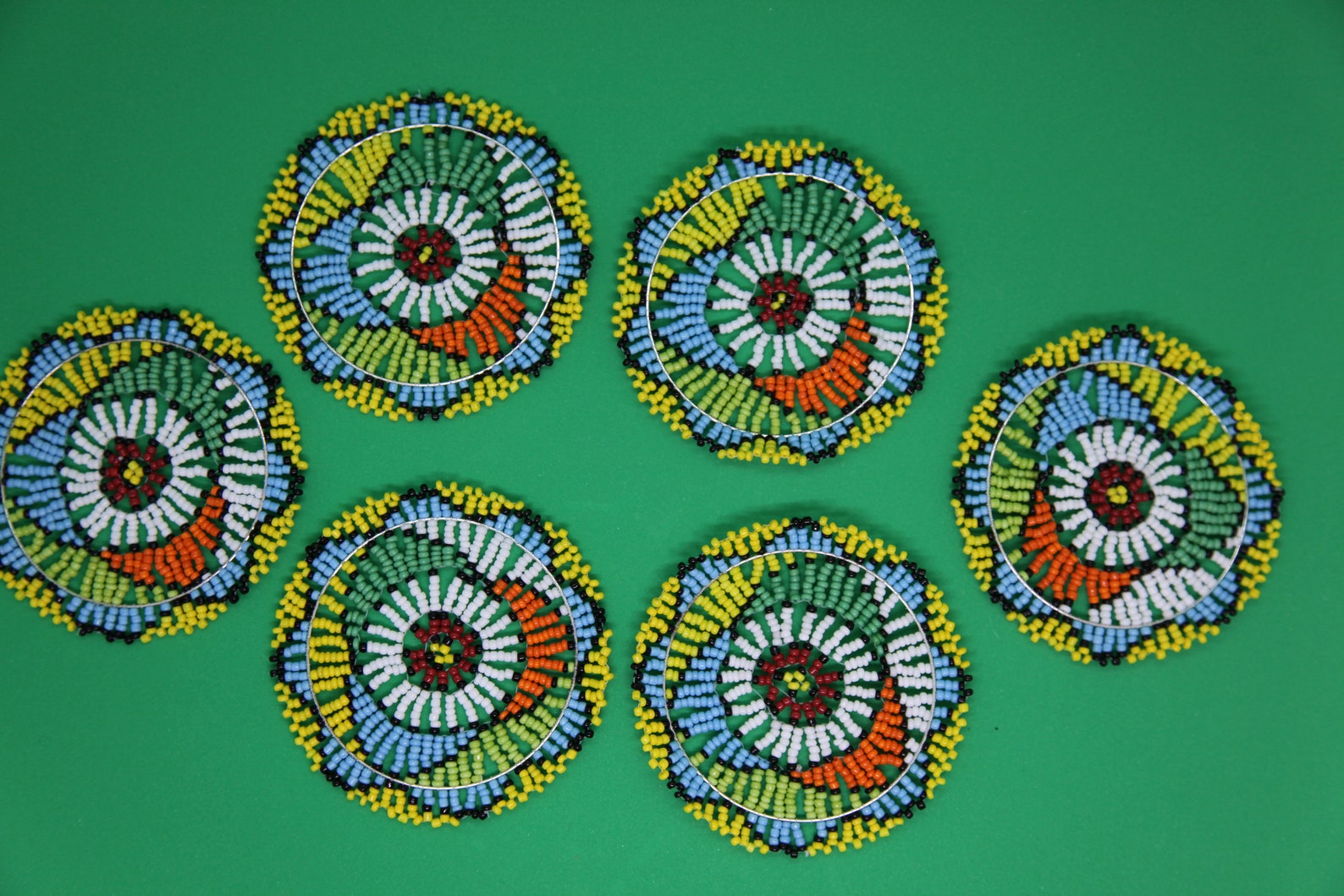 African Beaded Coaster set of 6 | Etsy