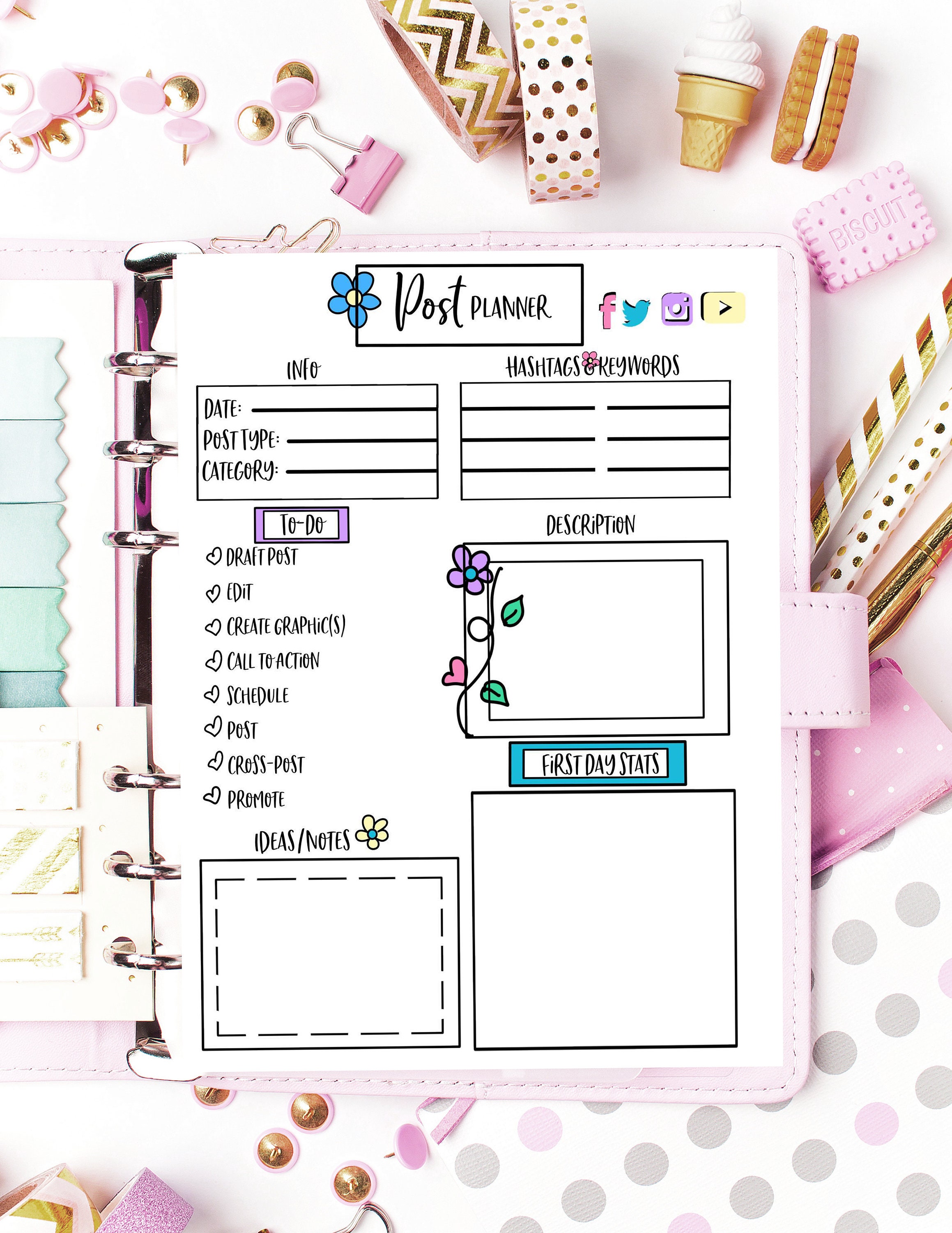 Social Media Planner and Tracker! Printables, Project Planner, Bullet ...