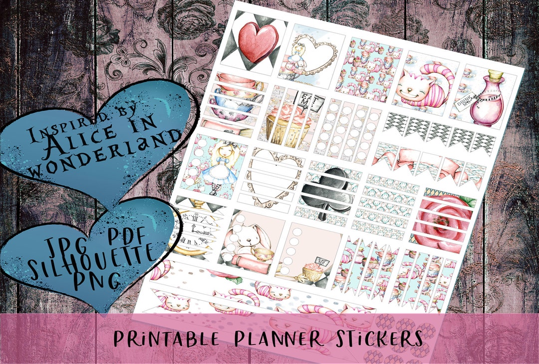 Wonderland, Planner Stickers, Pretty Pink Printable Planner Stickers ...