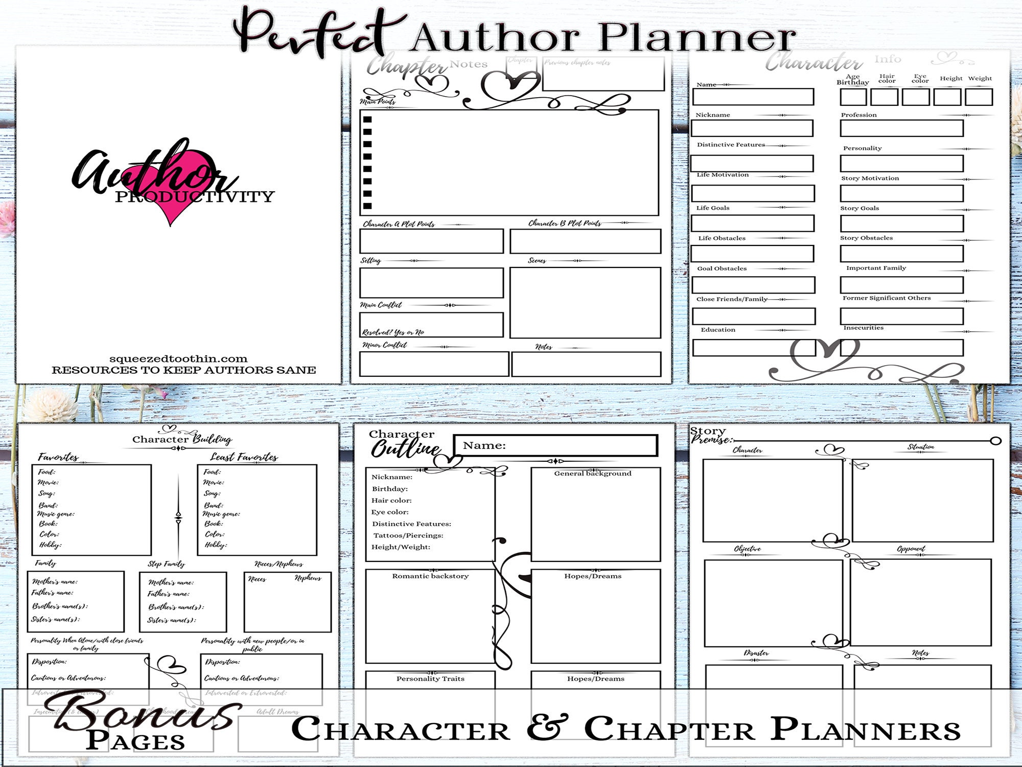 BONUS Pages Character and Chapter Planning Printables, Perfect Author ...