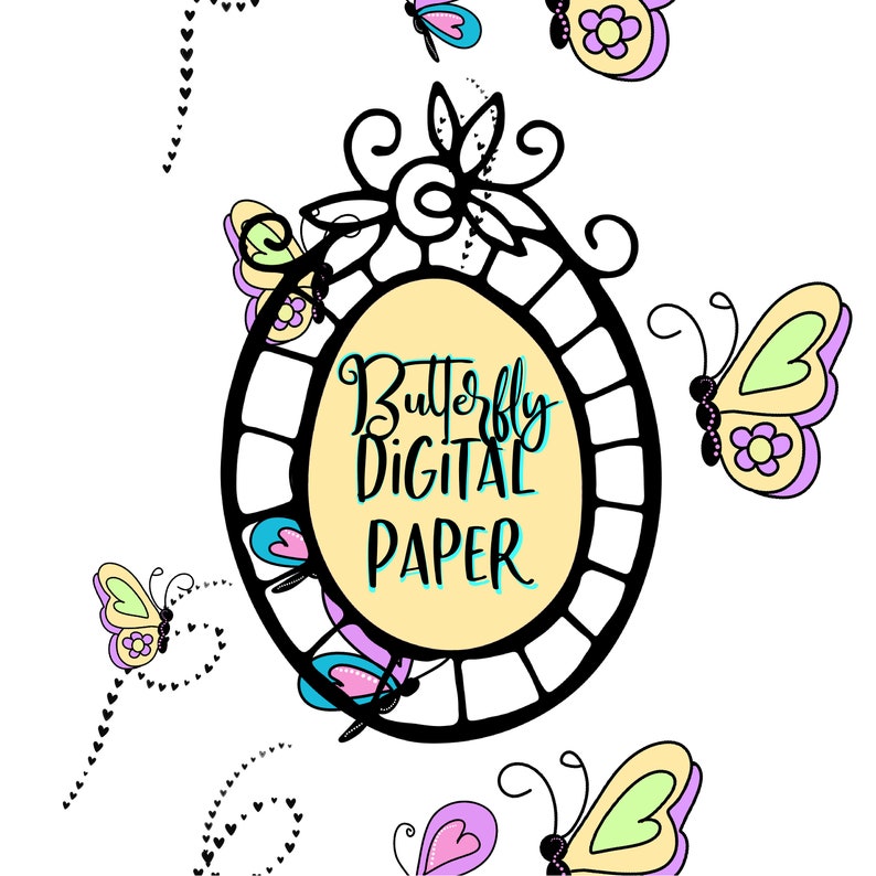 Butterfly Digital Paper, Seamless Digital Paper, Spring Art, Doodles ...