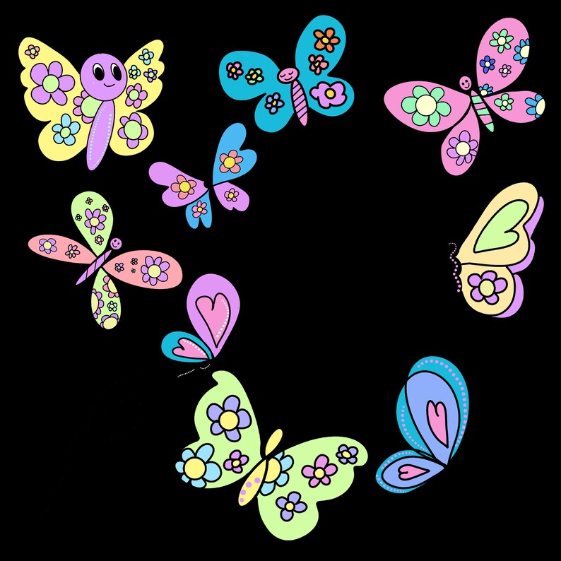 Butterfly Digital Paper, Seamless Digital Paper, Spring Art, Doodles ...