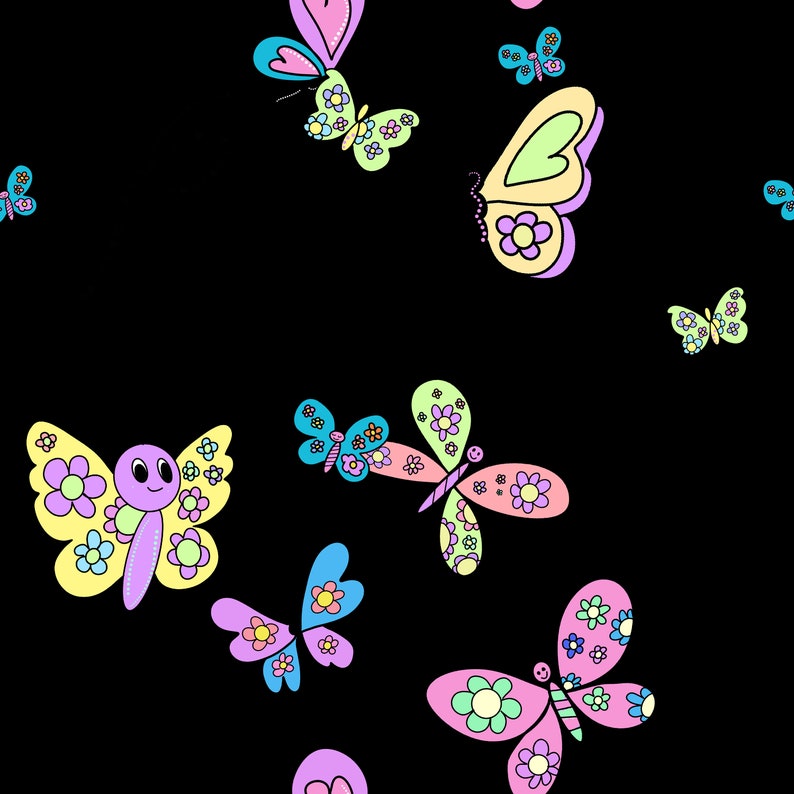 Butterfly Digital Paper, Seamless Digital Paper, Spring Art, Doodles ...