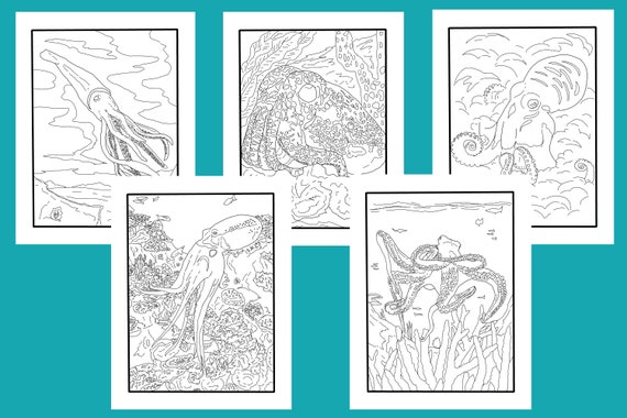 Coloring Pages 5 Pack: Tentacles | Etsy