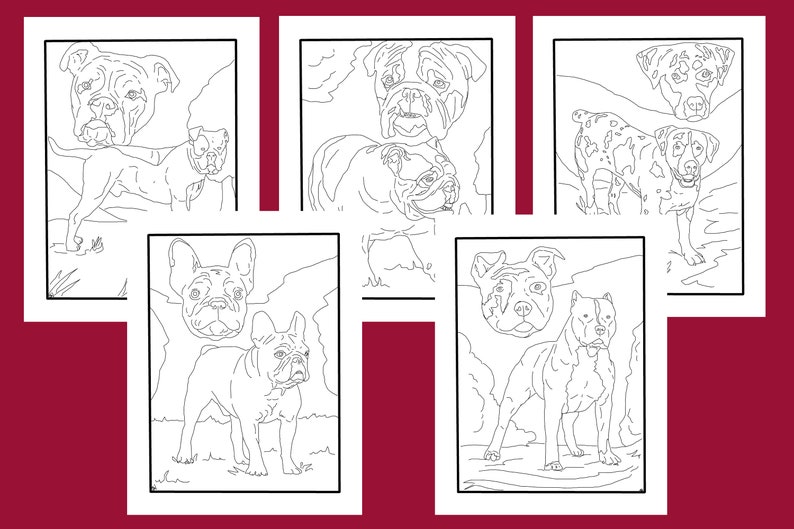 Bulldogs! 5 Pack of Coloring Pages - Etsy
