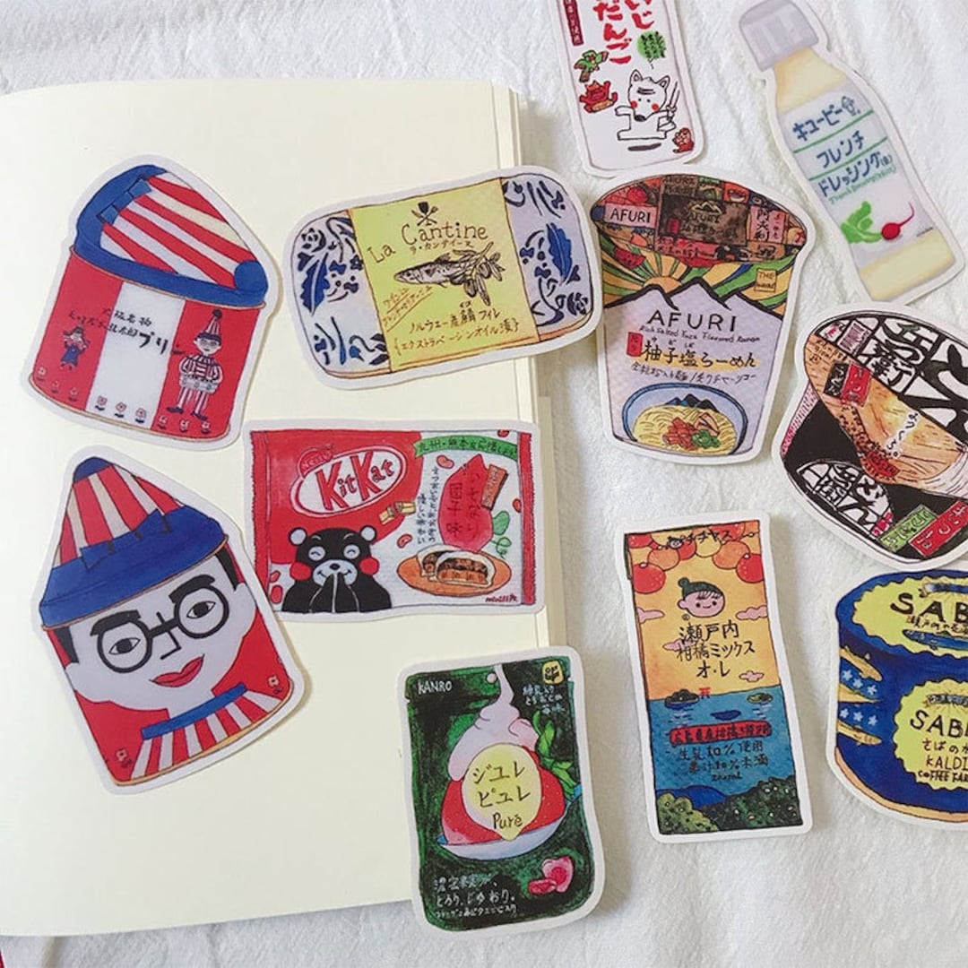 56/pcs Japanese Snack Themed Food Drinks Hand-cream Decorative Stickers ...