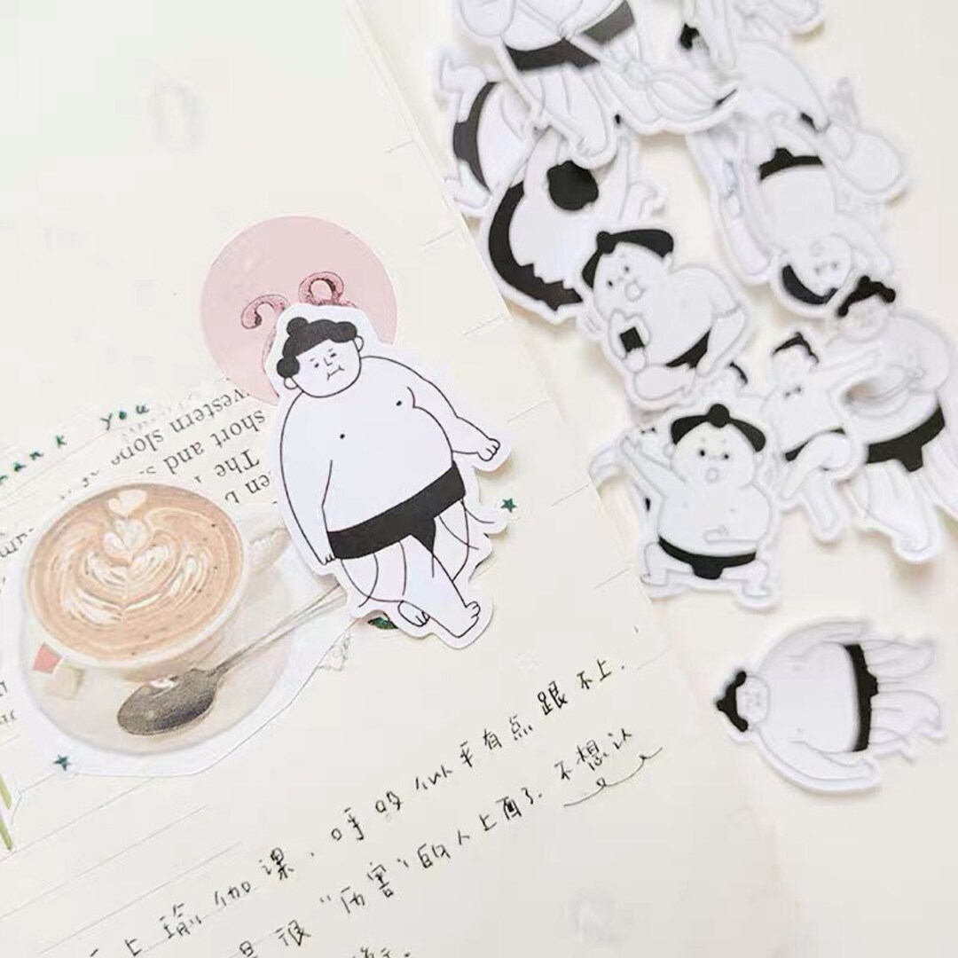14/pcs Cute Sumo Happy Chubby Cartoon Stickers, Die Cut Stickers ...