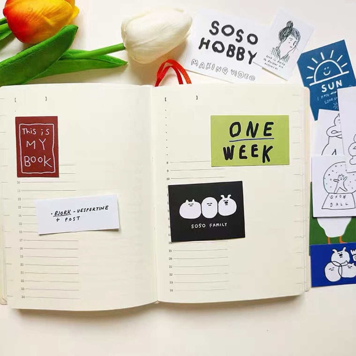 17/pcs Cute Drawing Stickers With Words Cute Illustration - Etsy