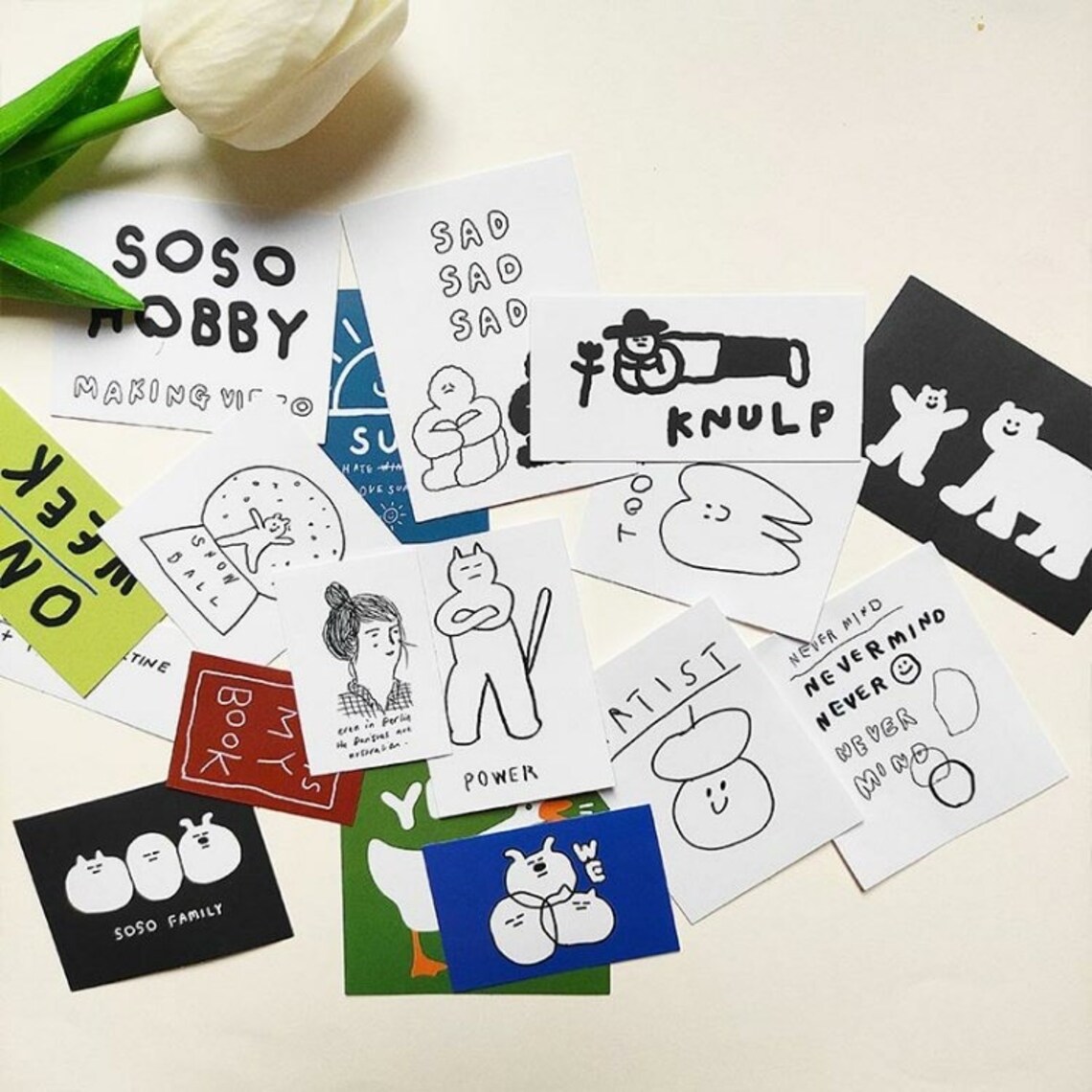 17/pcs Cute Drawing Stickers With Words Cute Illustration - Etsy