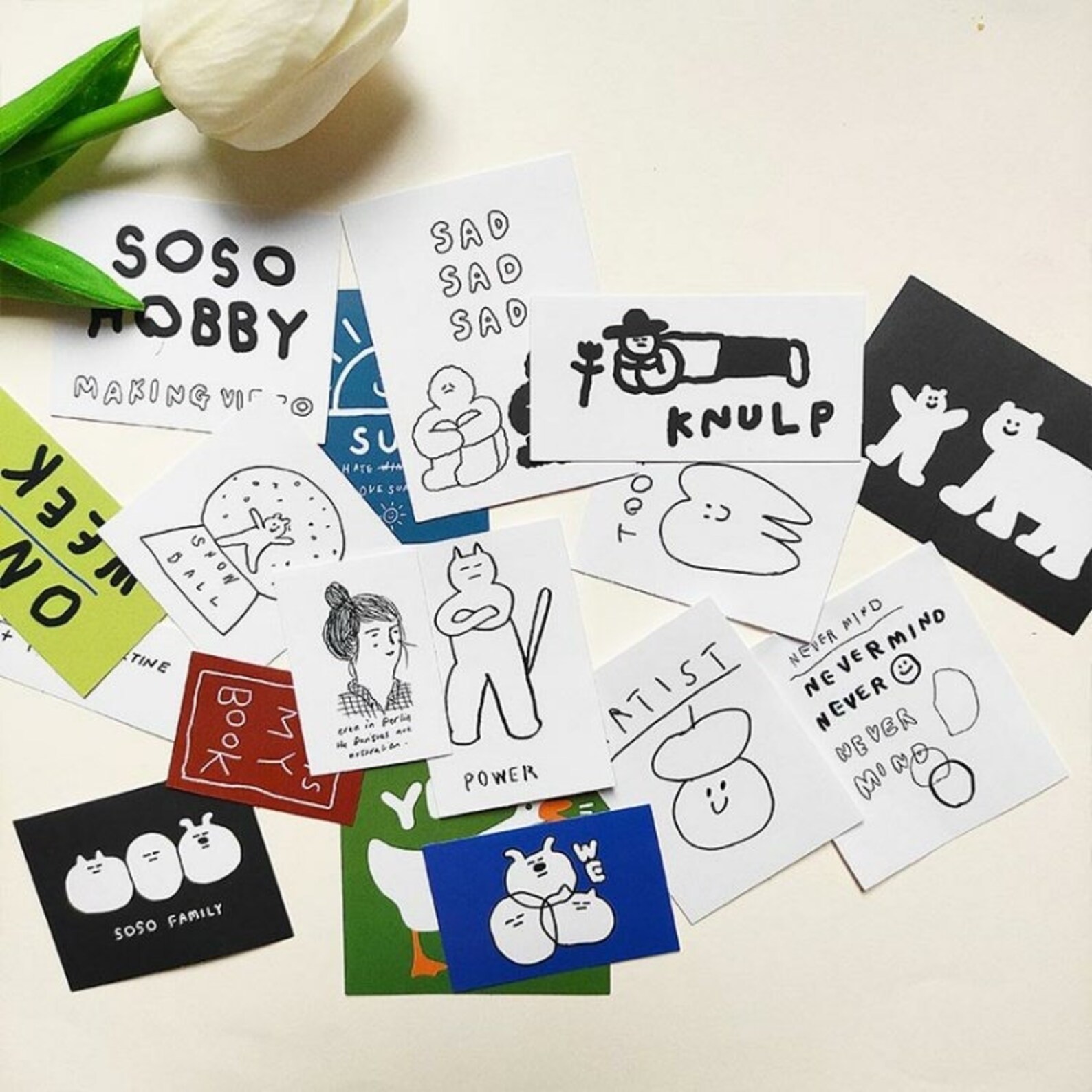 17/pcs Cute Drawing Stickers With Words Cute Illustration - Etsy