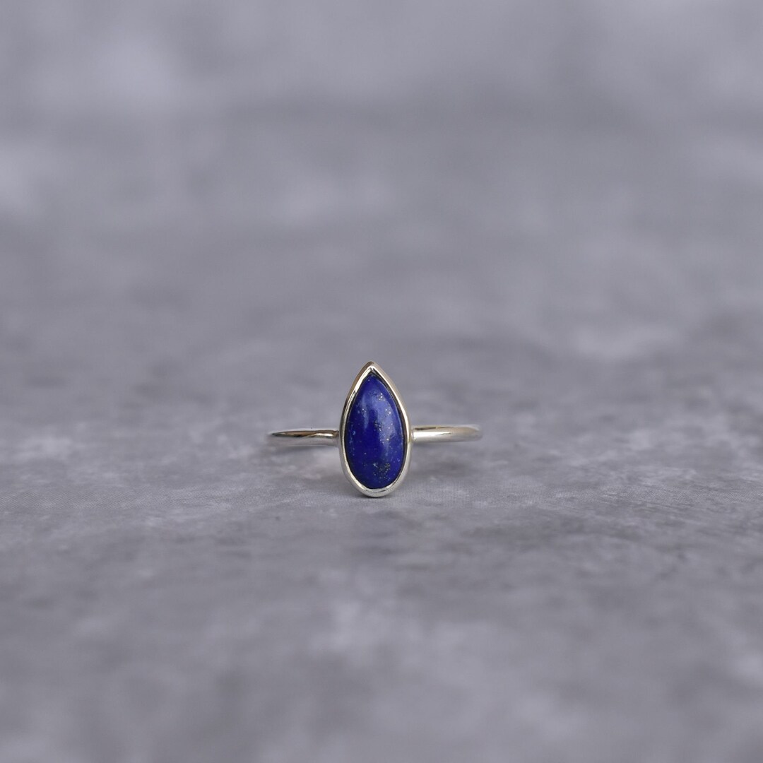 Genuine Lapis Lazuli Ring* Lapis Ring for Everyday Wear* Sterling Silver Handmade Ring* Blue ...