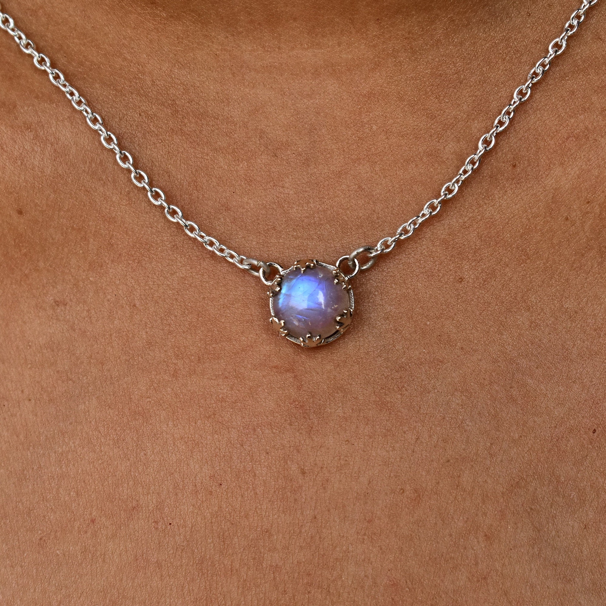 Moonstone Crystal Necklace Genuine Rainbow Moonstone - Etsy