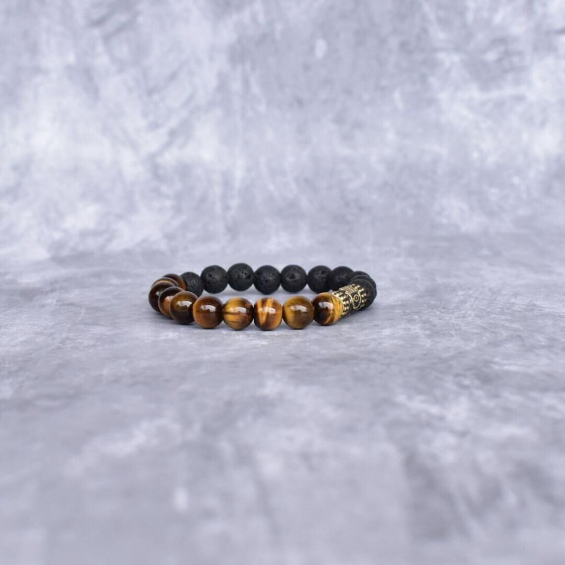 Natural Yellow Tiger's Eye & Lava Diffuser Beaded Bracelet* Hamsa ...