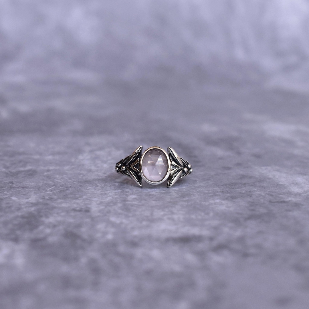Genuine Rose Quartz Ring* Leafy Pink Quartz Ring for Women* Nature ...