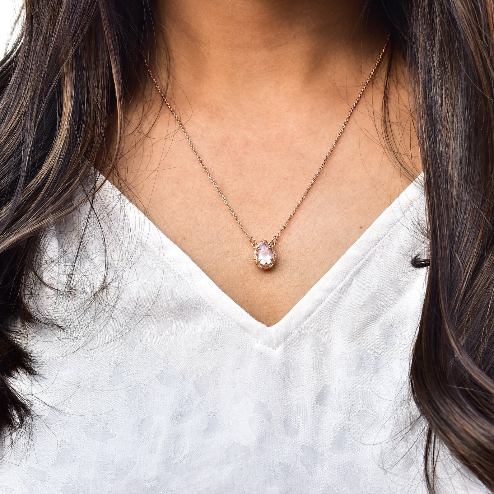 Rose Quartz Necklace Genuine Pink Quartz Necklace Dainty - Etsy