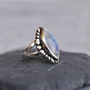 Natural Rainbow Moonstone Ring , Moonstone Statement Ring , Handmade ...