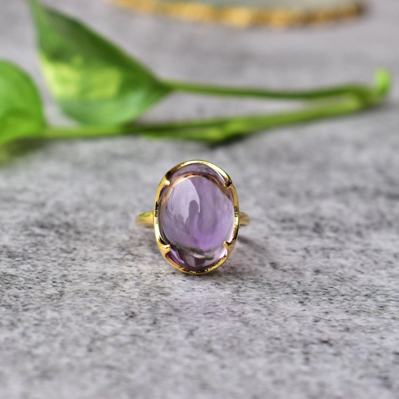 HUGE Natural Amethyst Ring Sterling Silver Ring Gold - Etsy