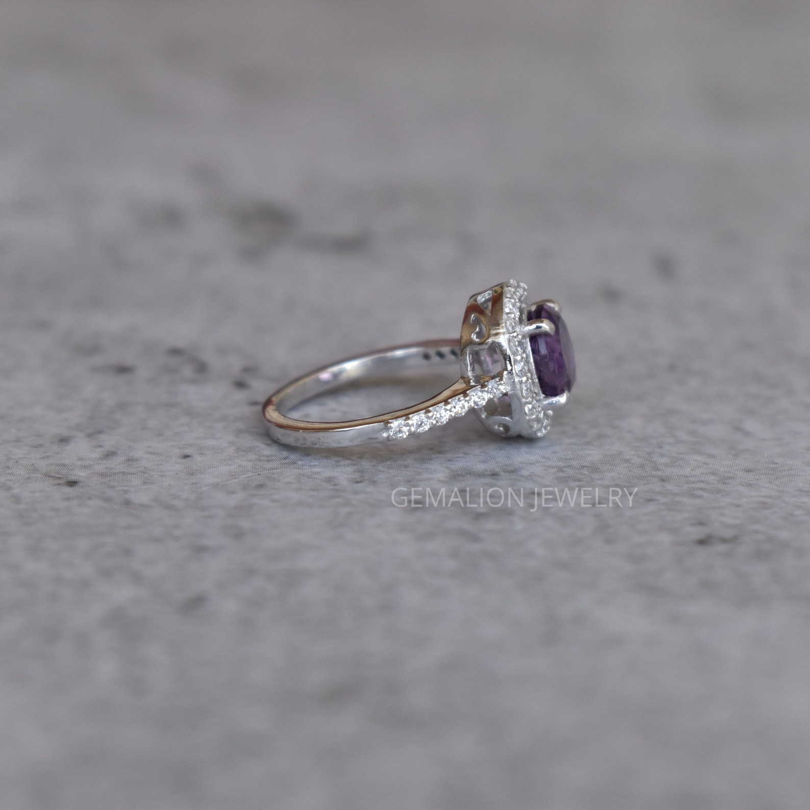 Natural Amethyst Ring Cushion Cut Promise Engagement Ring - Etsy