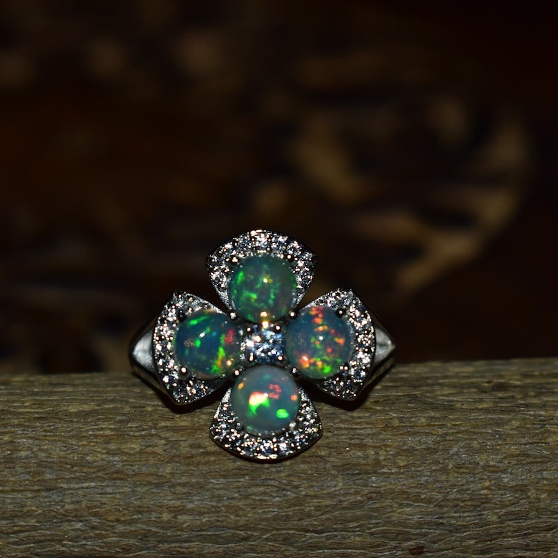 Opal Flower Ring - Etsy
