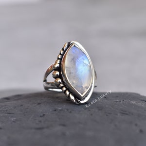 Natural Rainbow Moonstone Ring , Moonstone Statement Ring , Handmade ...