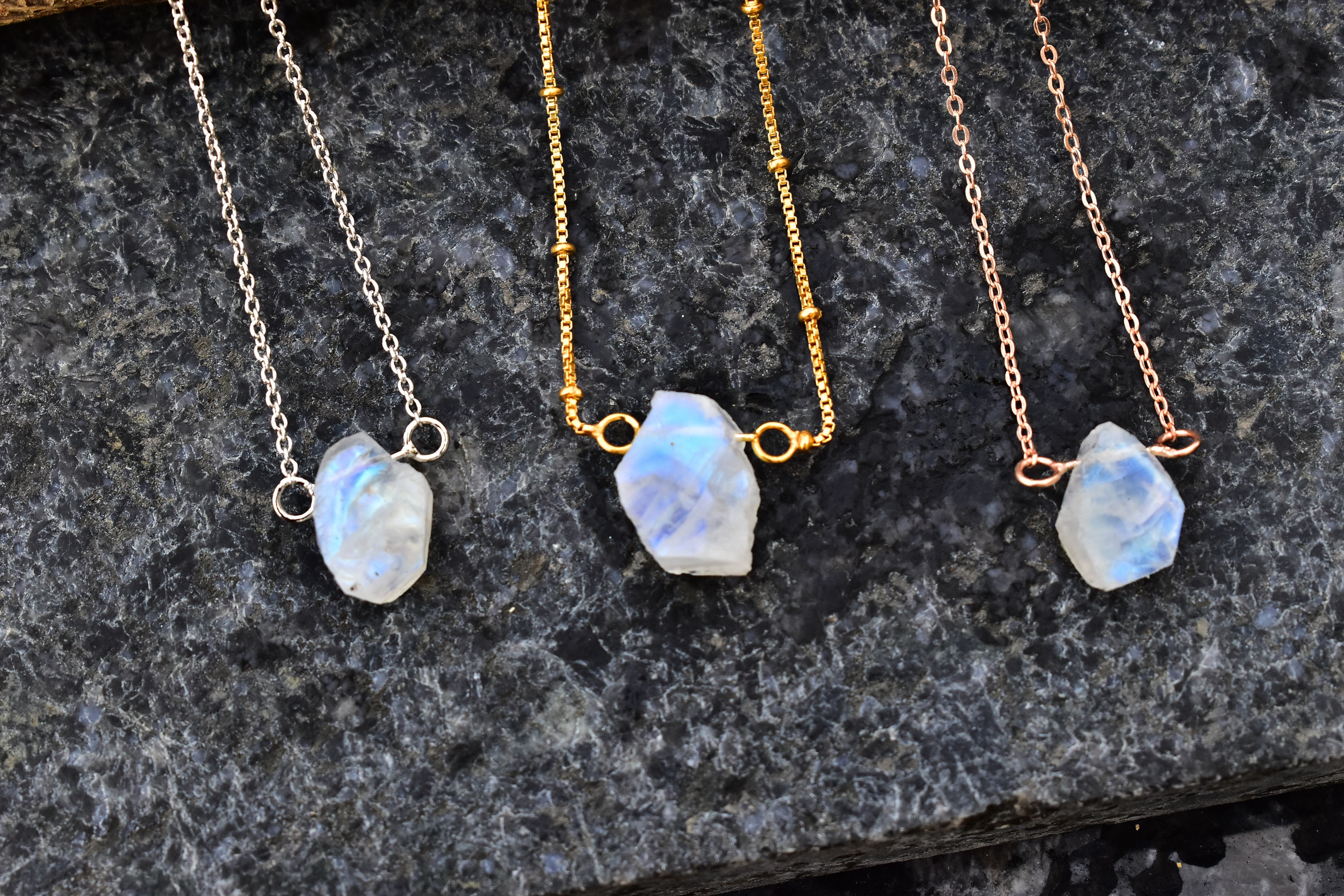 Raw Moonstone Crystal Necklace Crystal Necklace Rough stone | Etsy