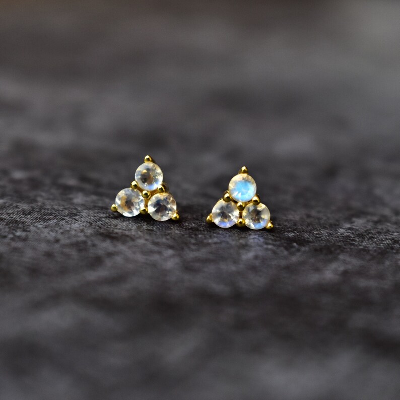 Moonstone Earrings Tiny Earrings Gold Moonstone Studs - Etsy