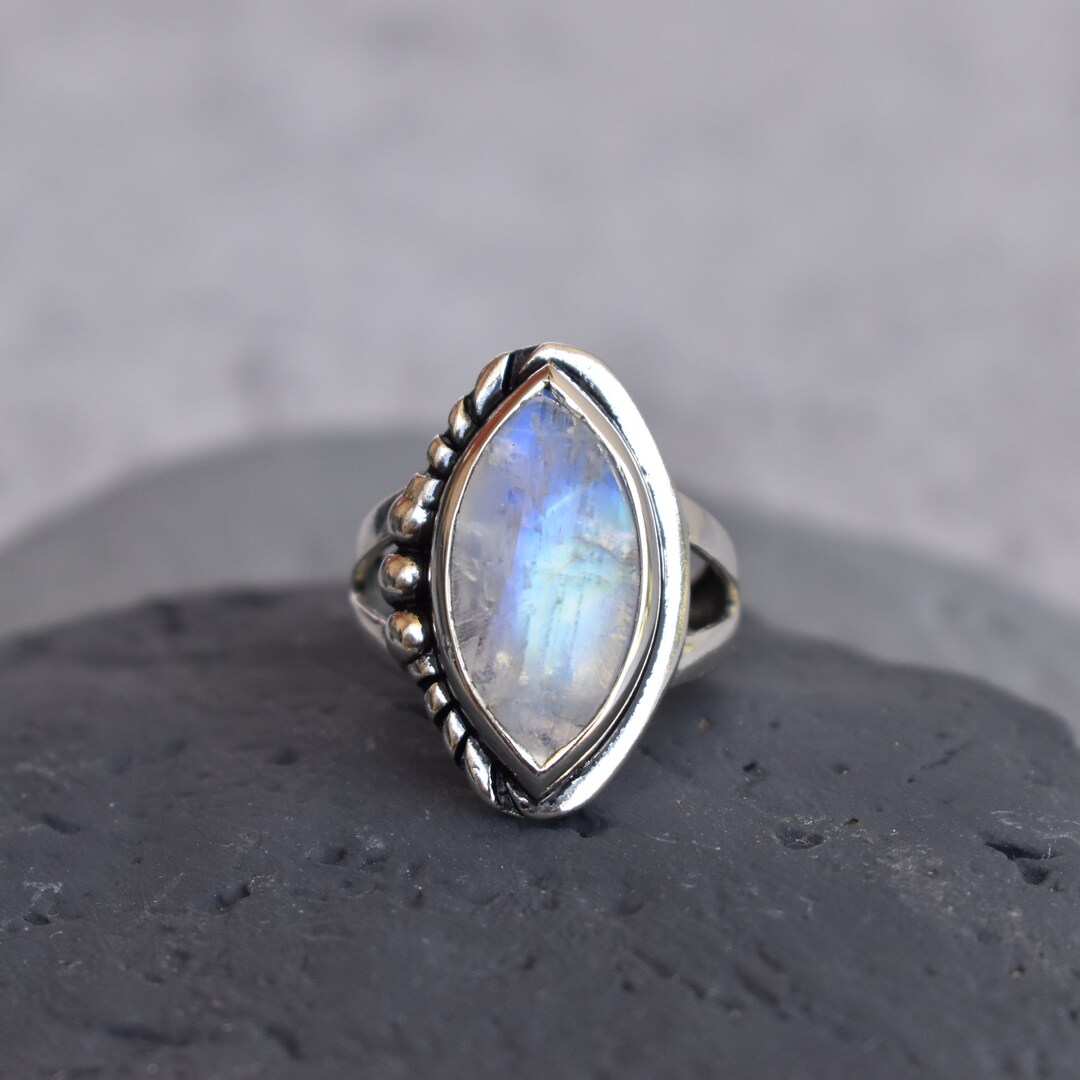 Natural Rainbow Moonstone Ring , Moonstone Statement Ring , Handmade ...