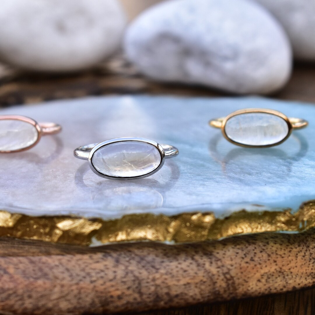 Moonstone Ring, Moonstone Delicate Handmade Jewelry, Dainty Rainbow ...