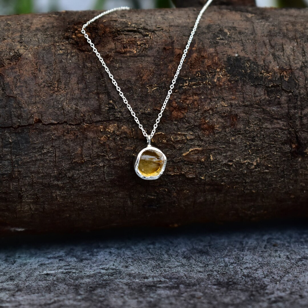 Genuine Raw Citrine Necklace* Raw Gemstone Necklace* Healing Crystal ...