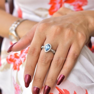 London Blue Topaz Ring Pear Cut Blue Gemstone Blue Topaz - Etsy