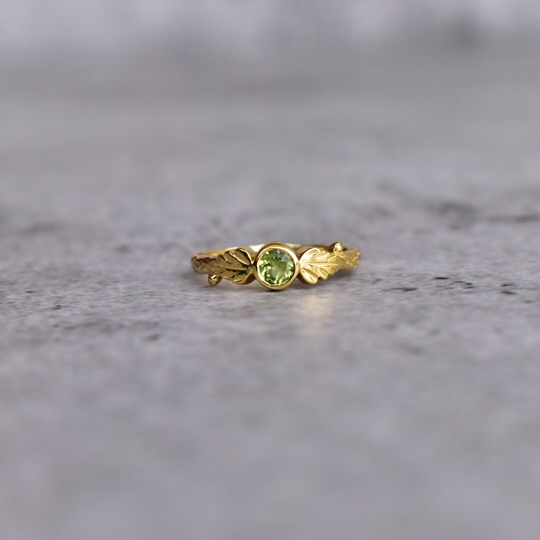 Natural Peridot Leafy Design Ring* Peridot Minimalist Ring* Stacking ...