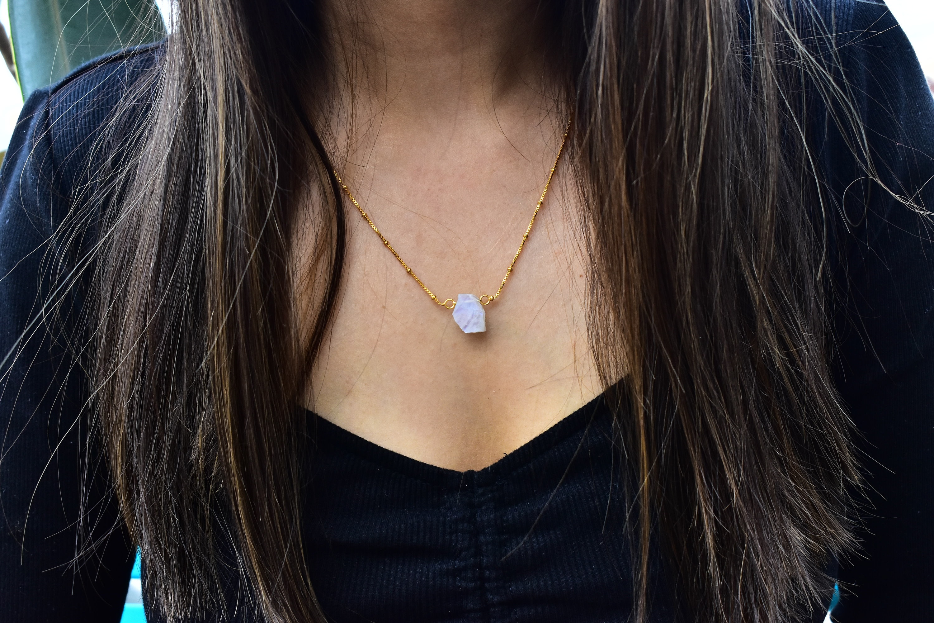 Raw Moonstone Crystal Necklace Crystal Necklace Rough stone | Etsy