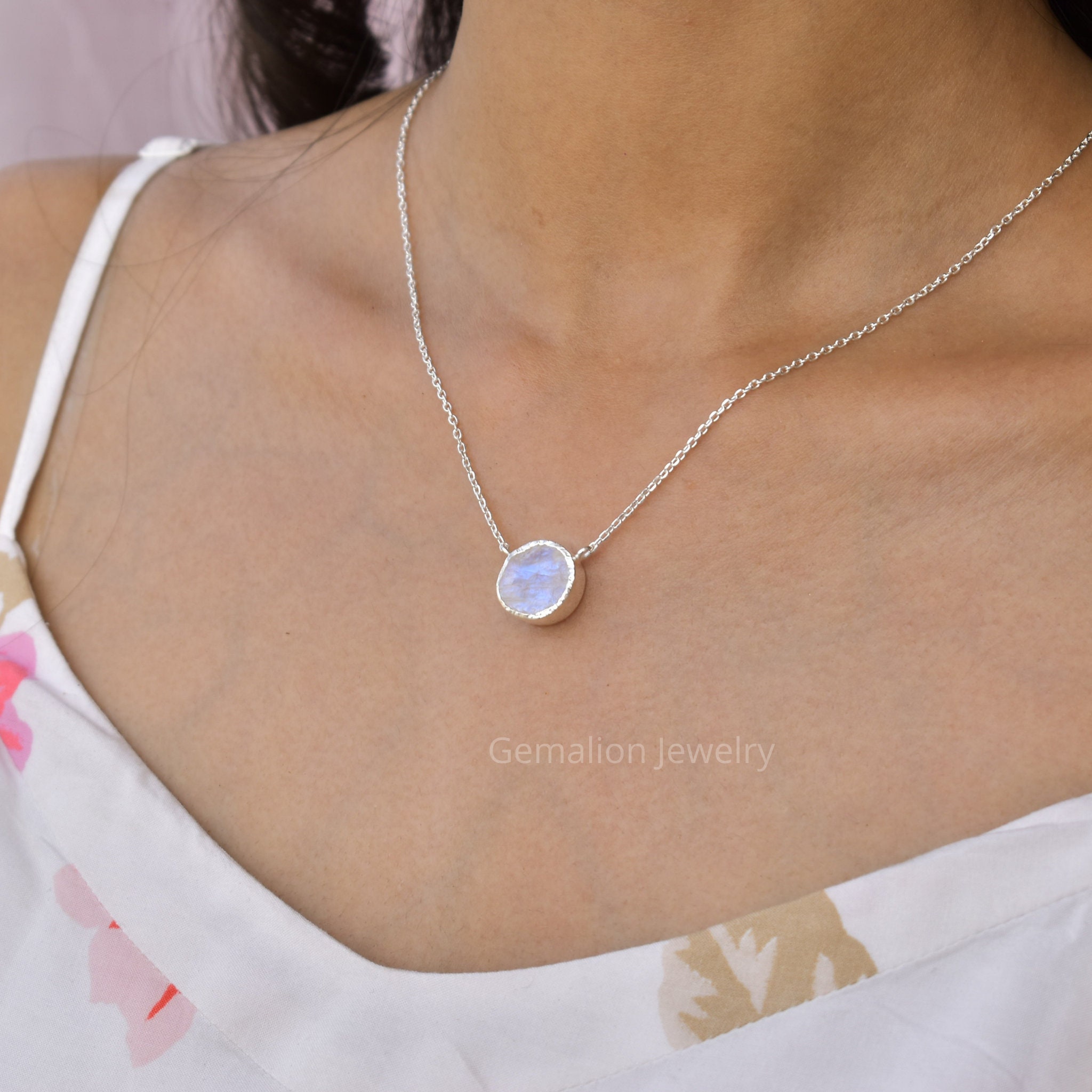 Genuine Raw Moonstone Necklace Raw Gemstone Necklace Healing - Etsy