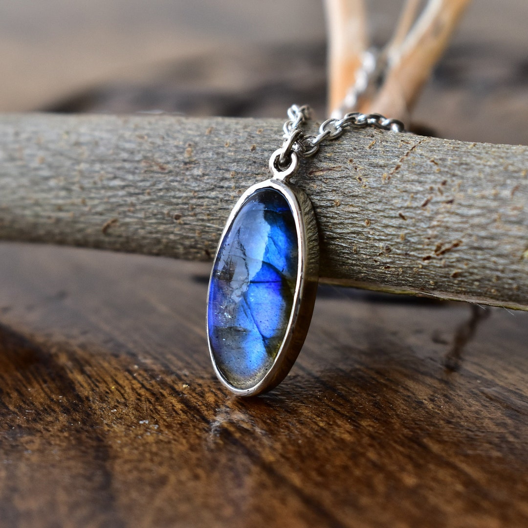 Labradorite Necklace, Sterling Silver Labradorite Pendant, Labradorite ...