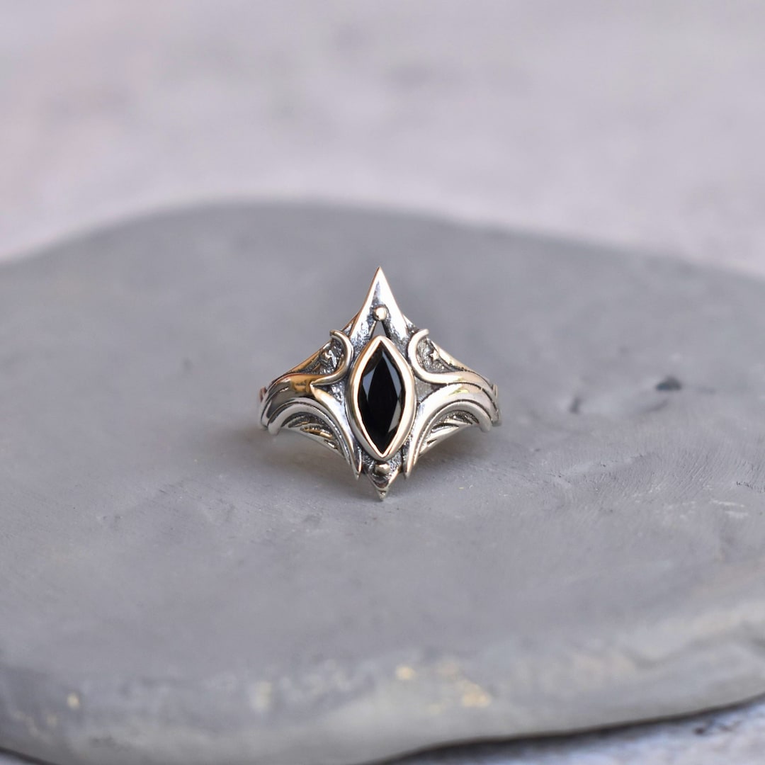 Genuine Black Onyx Ring Handmade Gothic Black Onyx Ring Unique Gift for ...