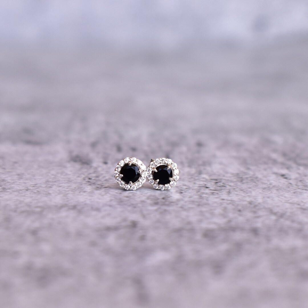 Genuine Black Onyx Studs Earrings* Tiny Onyx Studs* Sterling Silver ...