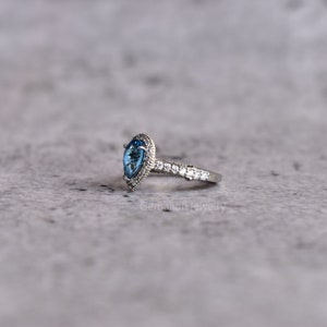 London Blue Topaz Ring Pear Cut Blue Gemstone Blue Topaz - Etsy